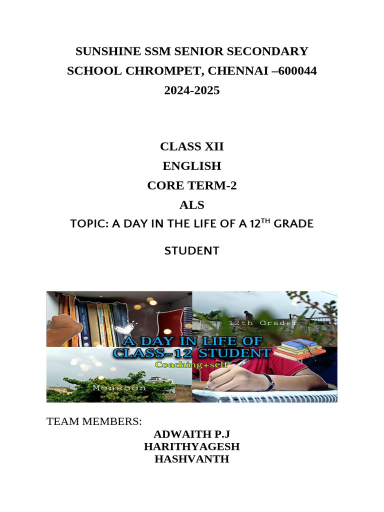 Life of a 12th Grade Student Project | PDF | Psychological Resilience ...