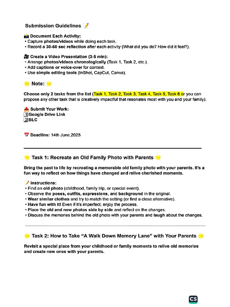 Parents Connection Challenge | PDF