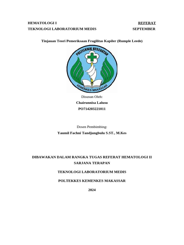 Pemeriksaan Fragilitas Kapiler Rumple-Leede | PDF