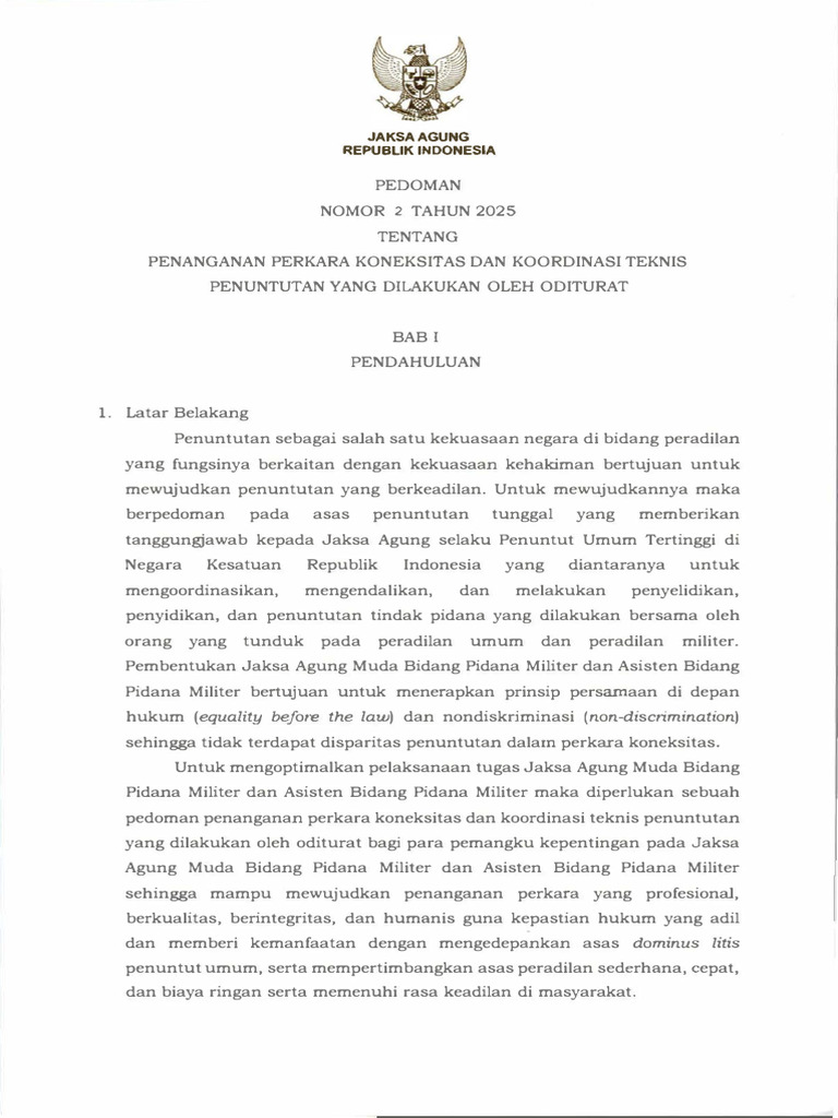 Pedoman Penanganan Perkara Koneksitas | PDF
