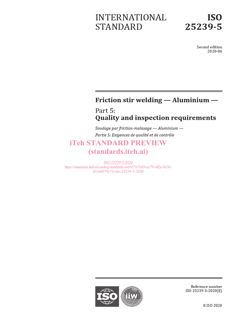 ISO 25239-5: Quality in Friction Stir Welding | PDF | Nondestructive ...