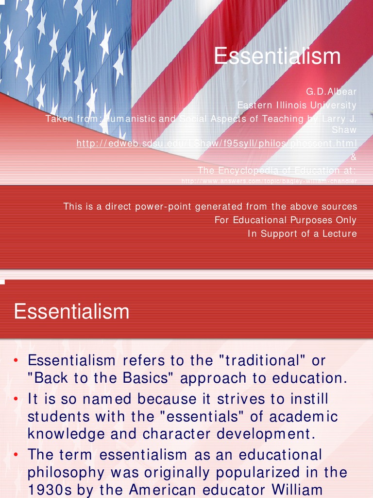 Essentialism | Download Free PDF | Essentialism | Teachers