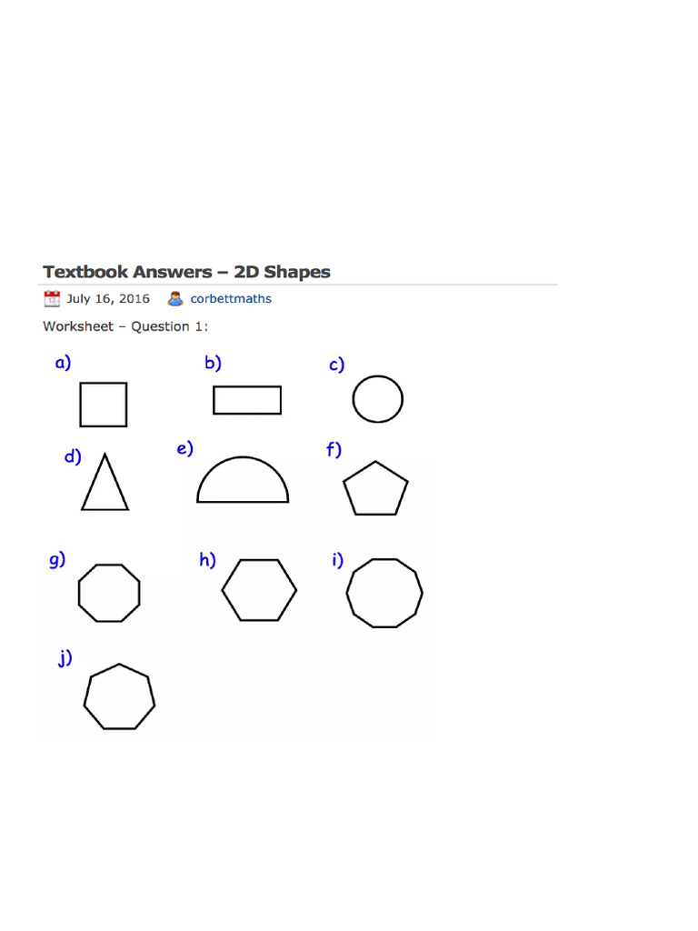 2D Shapes Exercise Answers | PDF