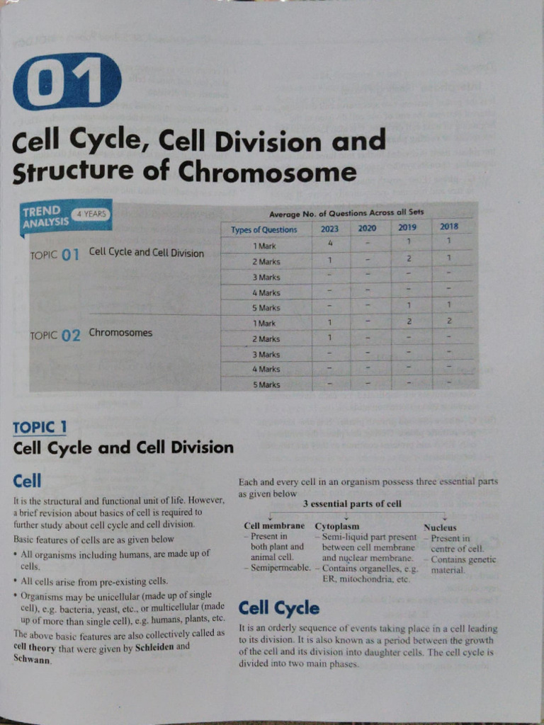 Cell Cycle, Cell Life and Structure of Chromosome | PDF