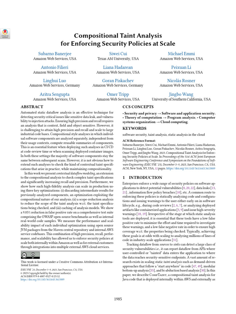 Banerjee Et Al - Compositional Taint Analysis | PDF | Parameter (Computer Programming ...