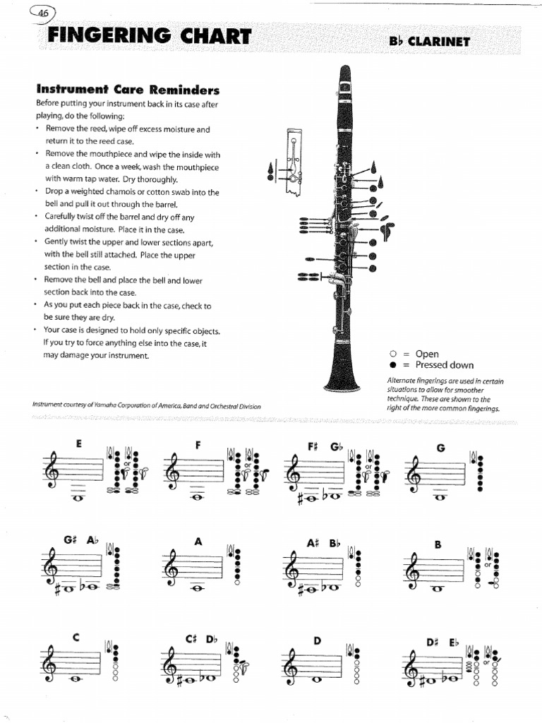 Clarinet Fingering Chart | PDF