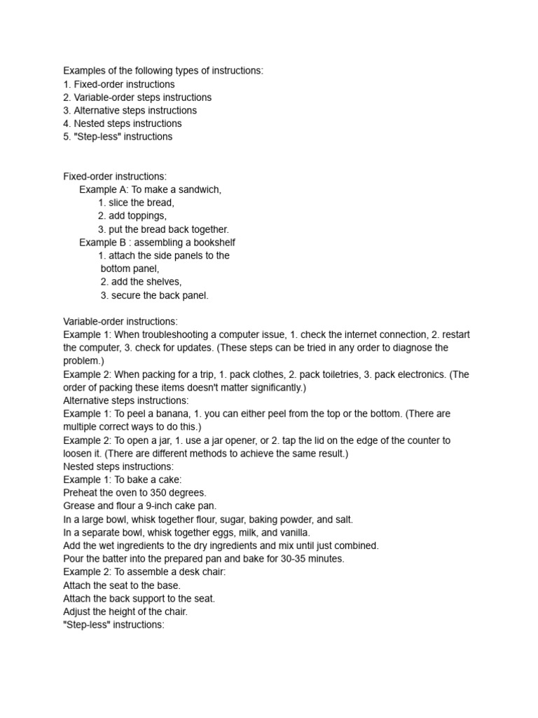 EL 108 - Types of Instructions | PDF | Cakes | Breads