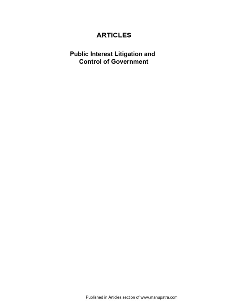 Articles Public Interest Litigation and Control of Government | PDF ...