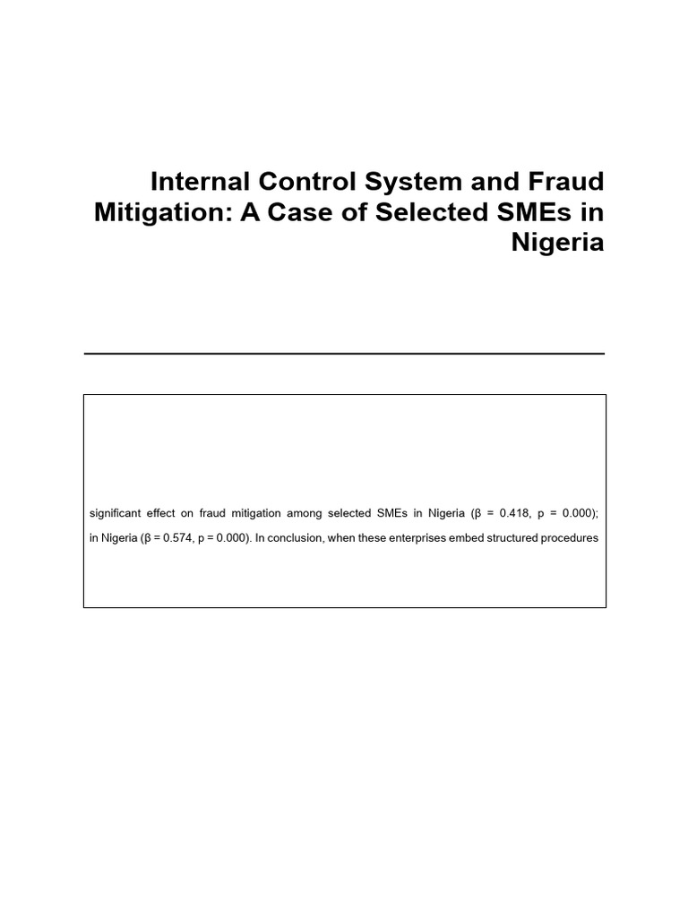 Internal Controls & Fraud in Nigerian SMEs | PDF | Internal Control ...