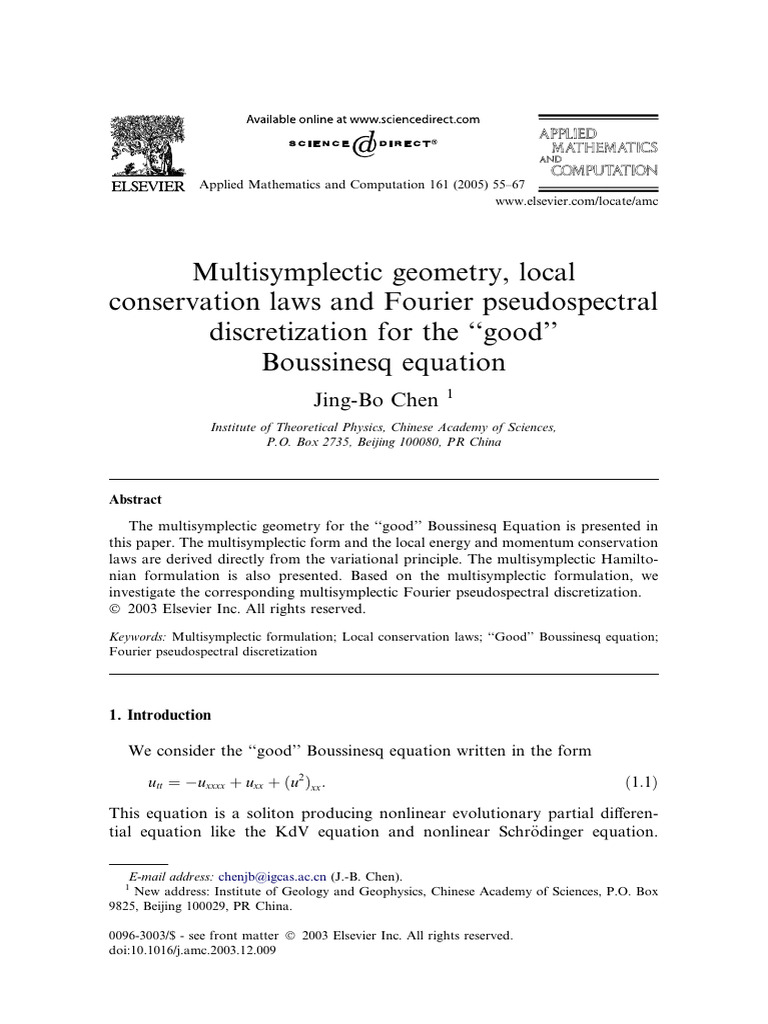 Multisymplectic Geometry, Local Conservation Laws and Fourier ...