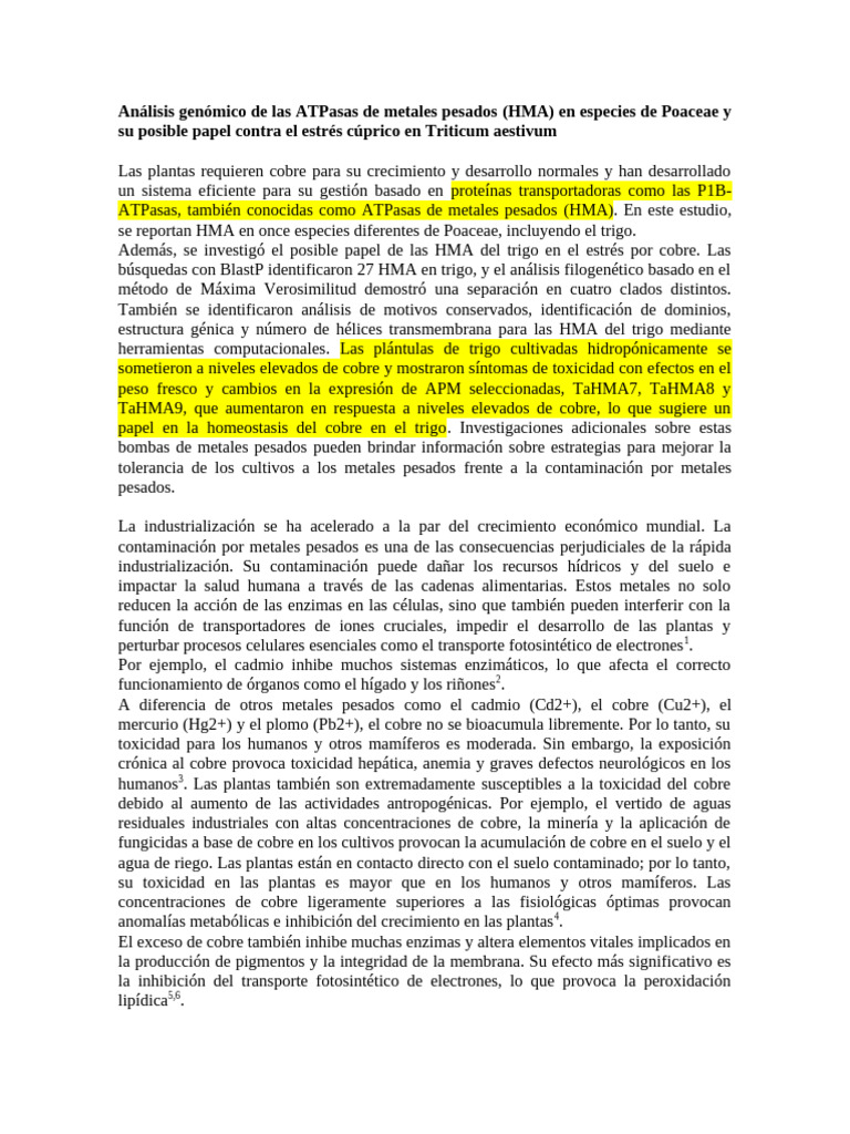 Análisis Genómico de Las ATPasas de Metales Pesados | PDF | Inhibidor ...
