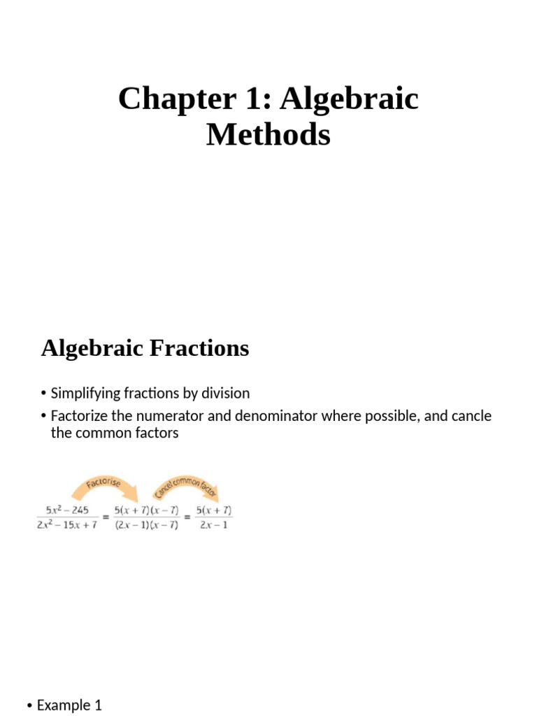 Chap 1 Algebraic Methods | PDF