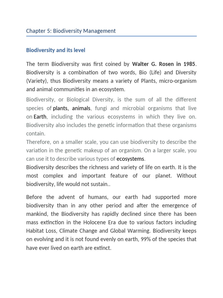 Understanding Biodiversity Management | PDF | Biodiversity | Ecosystem