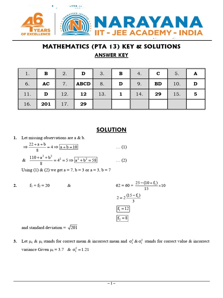 SR Star Co SC - Model A (Epitome) - Toppers - Pta-13 - Maths - Assignment Key&Sol | PDF | Chess ...