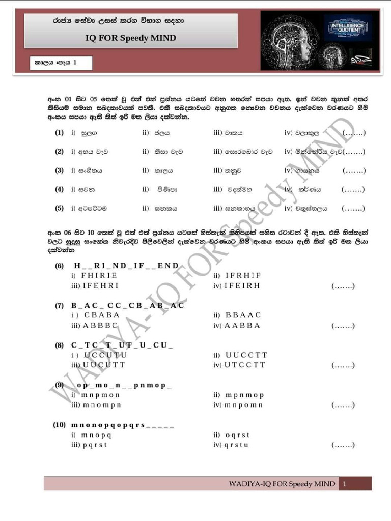A IQ Paper 025 With Answers | PDF