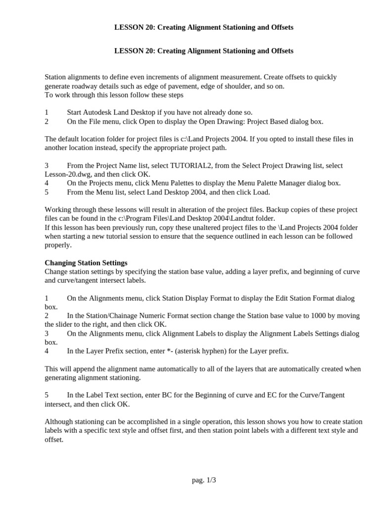 Alignment Stationing and Offsets Guide | PDF | System Software | Computing