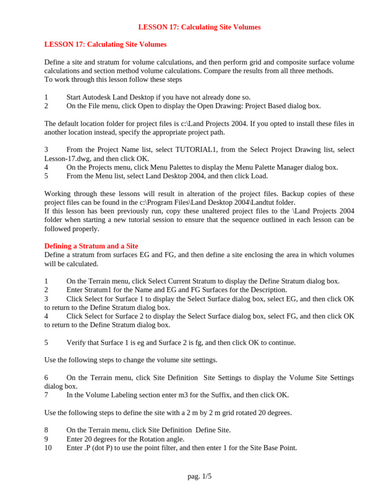 LESSON 17 Calculating Site Volumes | PDF | Contour Line | Dialog Box