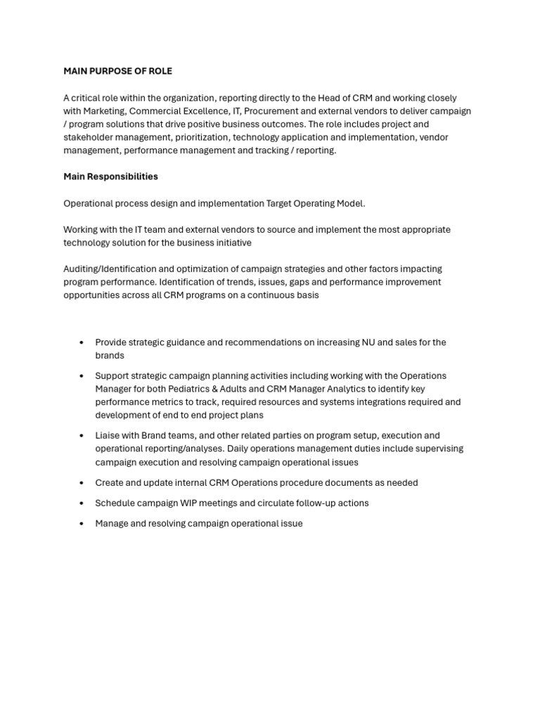 CRM Operations Role Overview | PDF