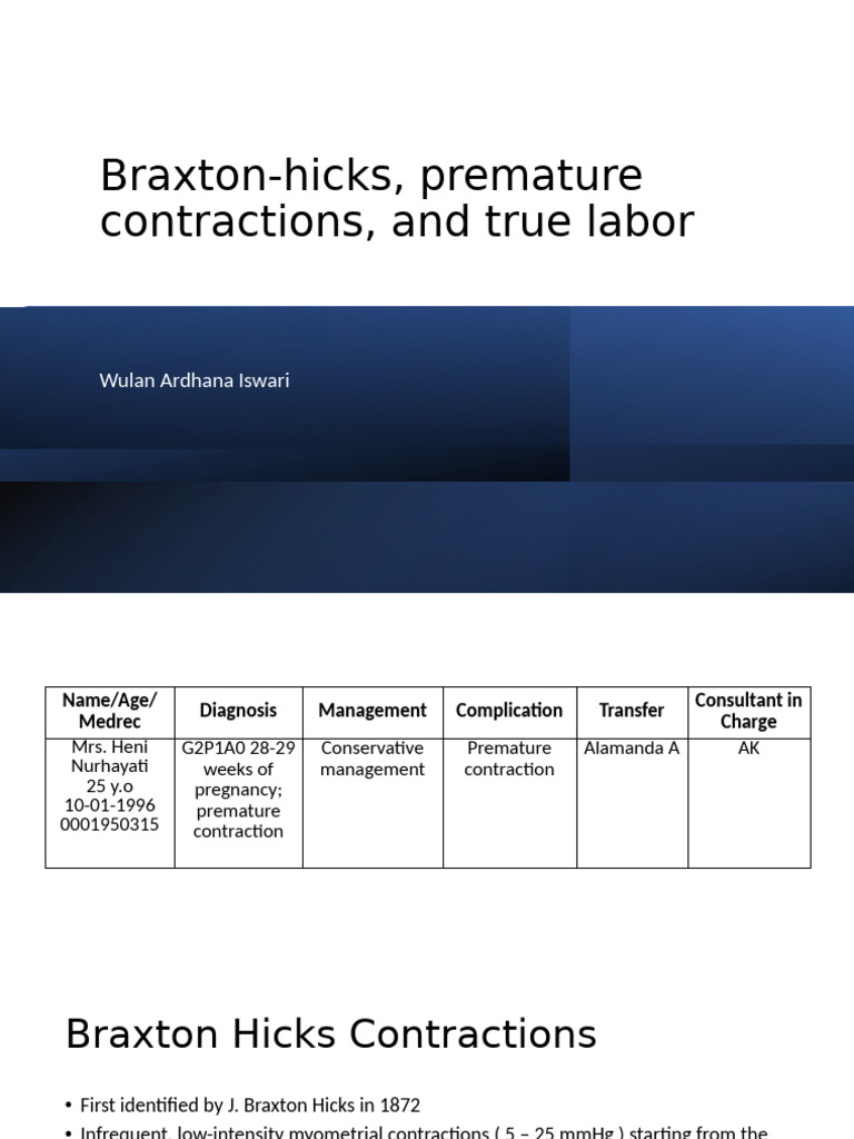 Braxton-Hicks, Premature Contractions, and True Labor | PDF ...