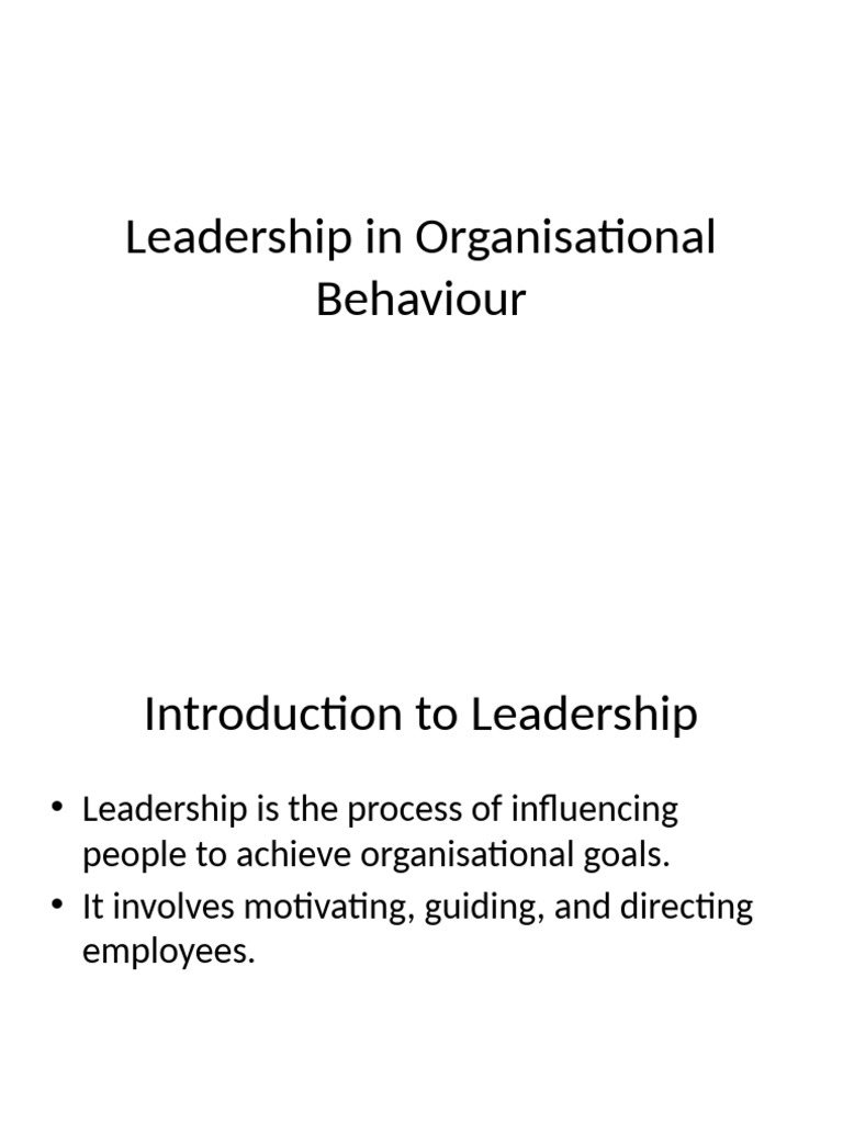 Leadership in Organisational Behaviour | PDF | Leadership ...