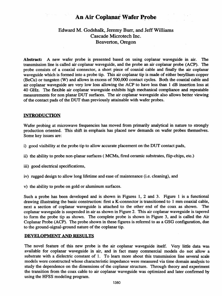 Air Coplanar Wafer Probe Design | PDF | Transmission Line | Coaxial Cable