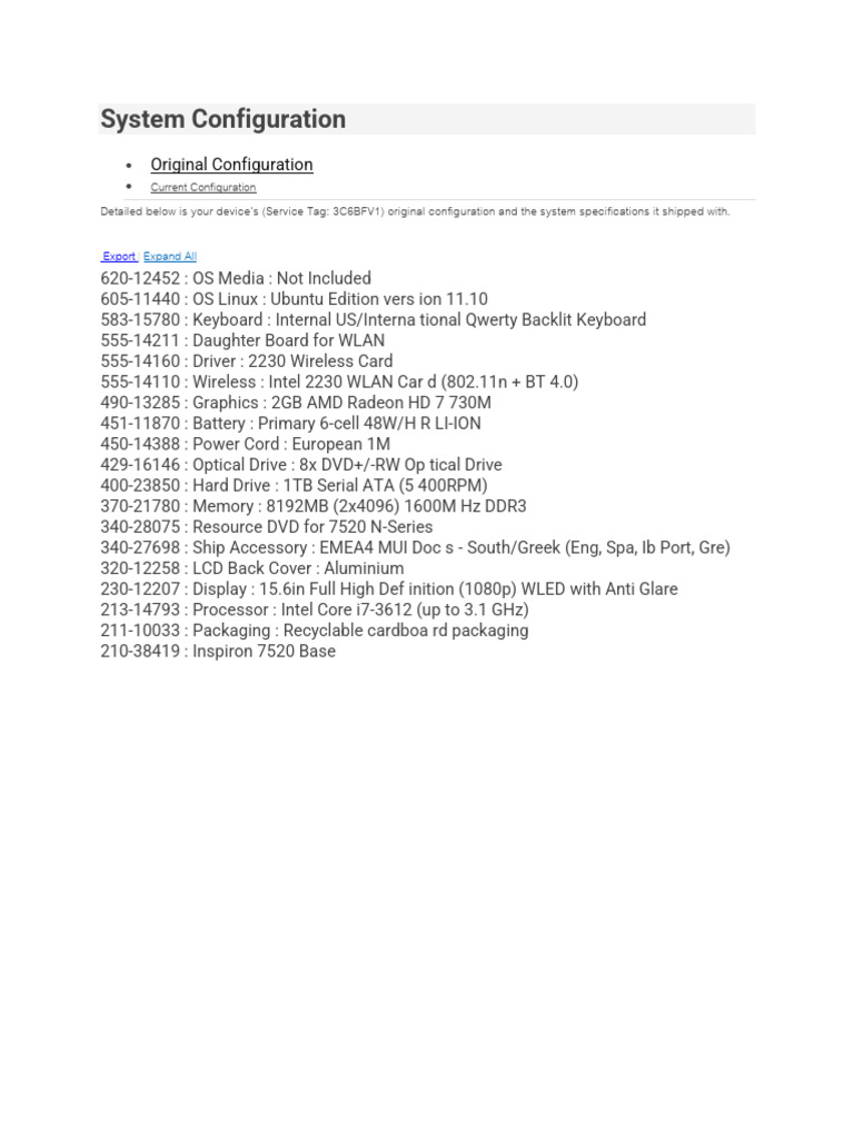 System Configuration 3C6BFV1 | PDF