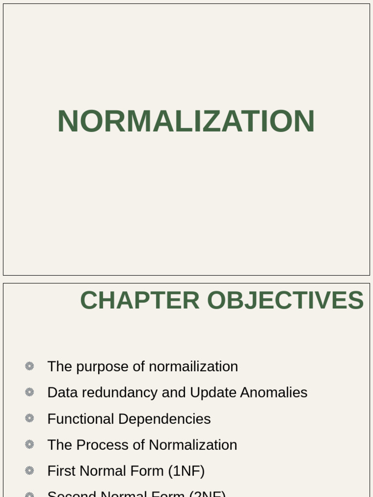 LECTURE 9 DBMS CH 8 Normalization | PDF | Databases | Data Management