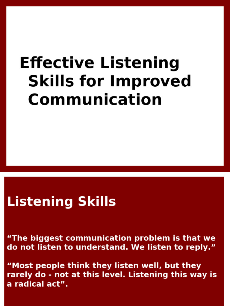Master Effective Listening Skills | PDF | Body Language | Communication