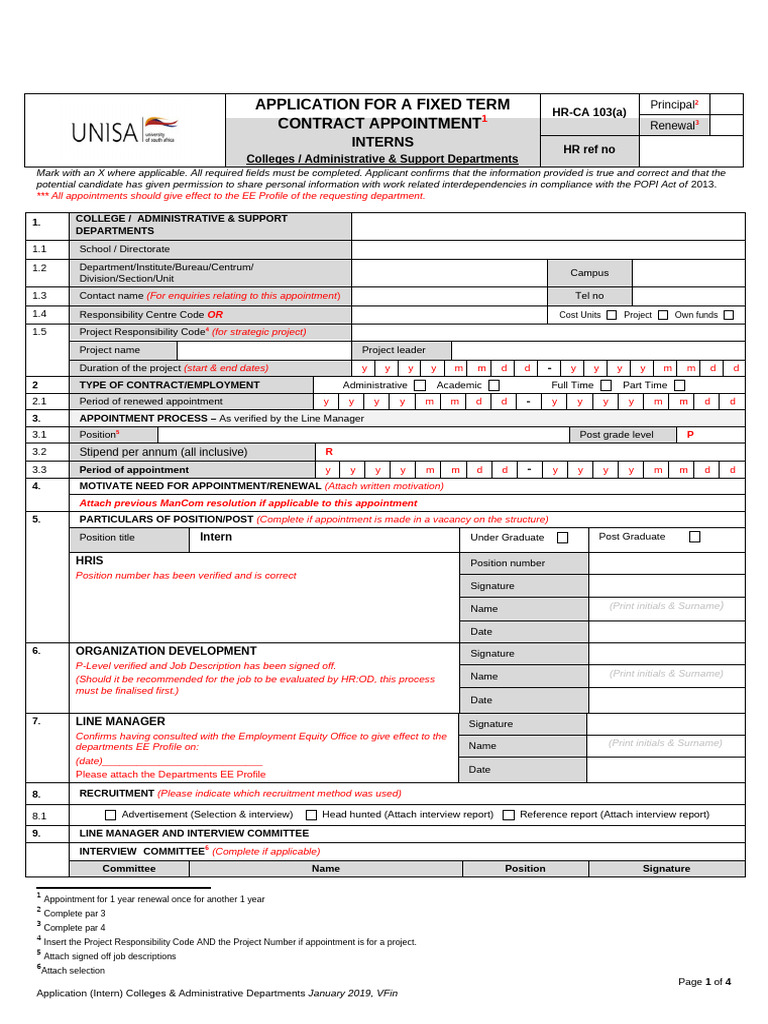 HR-CA 103 (A) (002) POPIA Compliant Form | PDF | Justice | Crime & Violence