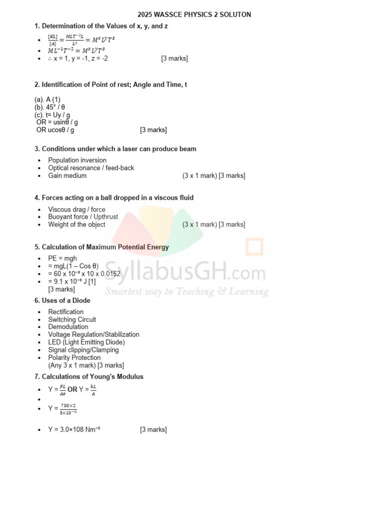 2025 Wassce Physics 2 Solution | PDF | Latent Heat | Heat