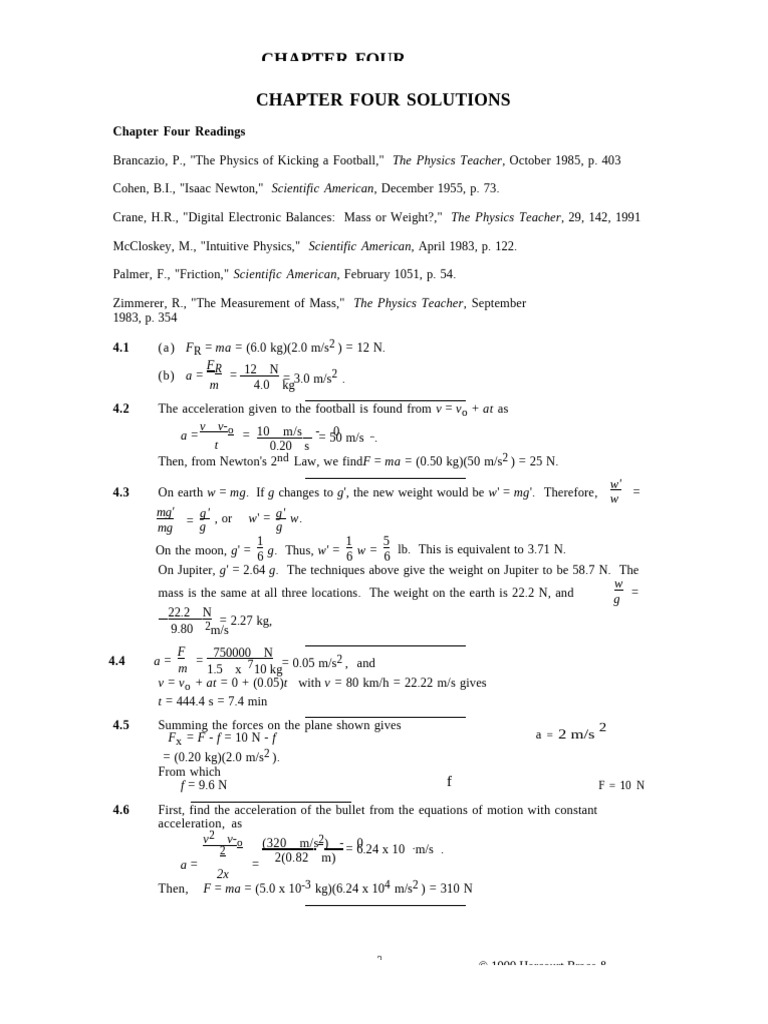 Physics Problems and Solutions Chapter 4 | PDF | Force | Friction