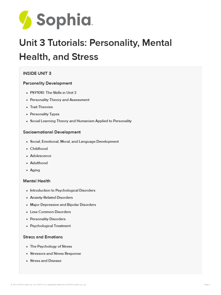 Personality, Mental Health & Stress Insights | PDF | Personality ...