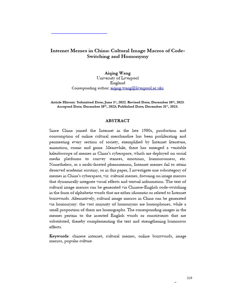 Internet Memes in China Cultural Image Macros of Code-Switching and ...