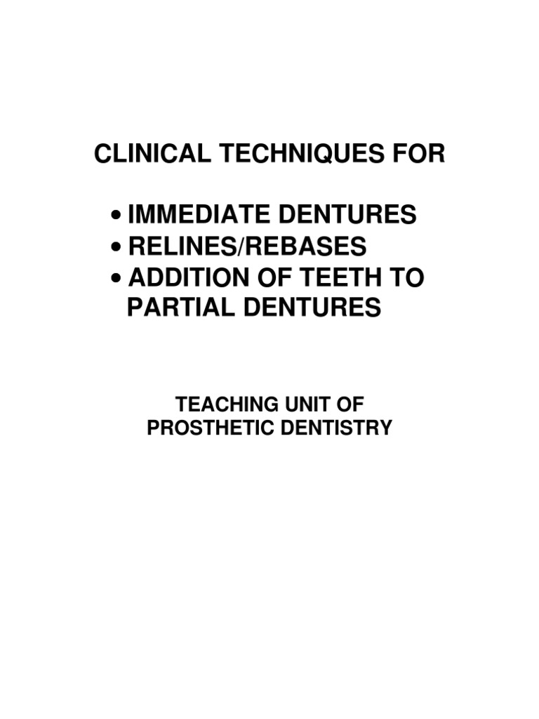 Clinical Techniques For: - Immediate Dentures | PDF | Dentures ...