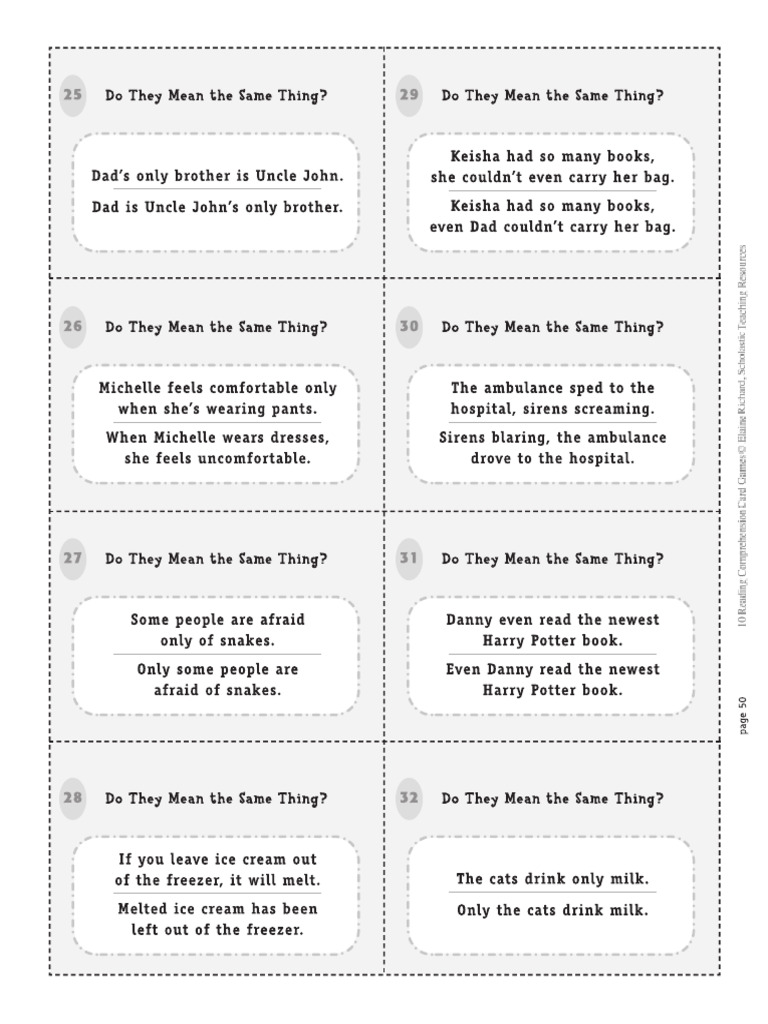 10 Reading Comprehension Card Games (Grades 3-5) PP 51 - 73 | PDF