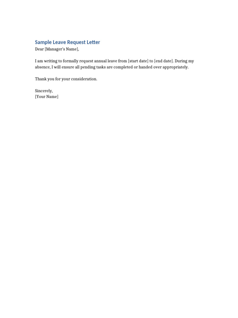 Annual Leave Request Letter Template | PDF