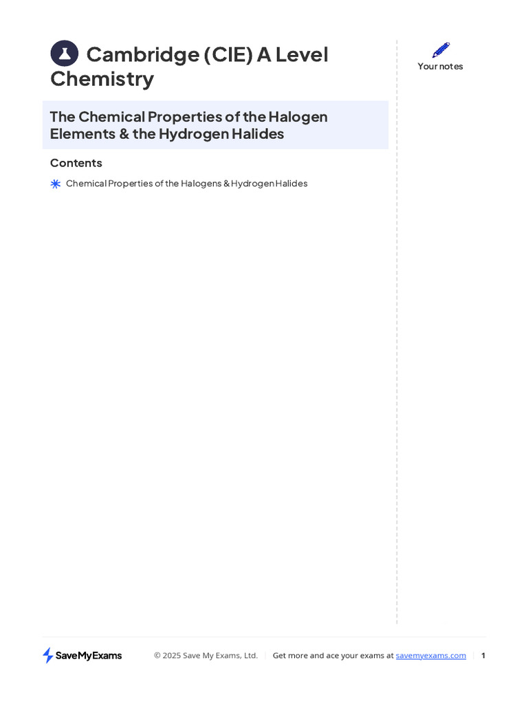 The Chemical Properties of the Halogen Elements and the Hydrogen Halides | PDF | Chlorine | Redox