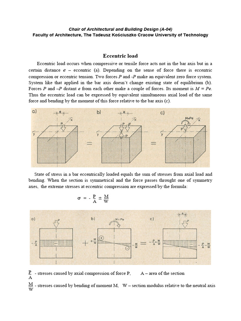 Eccentric Load Analysis in Structural Design | PDF | Bending | Stress ...