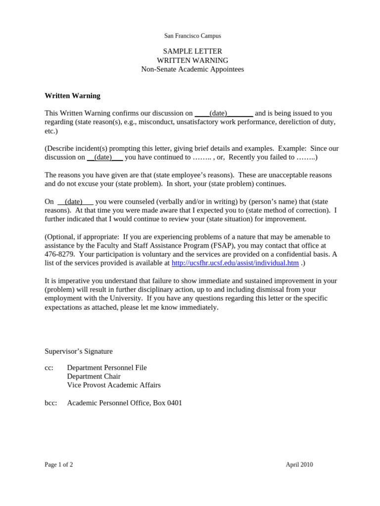 Employee Warning Letter 03 | PDF