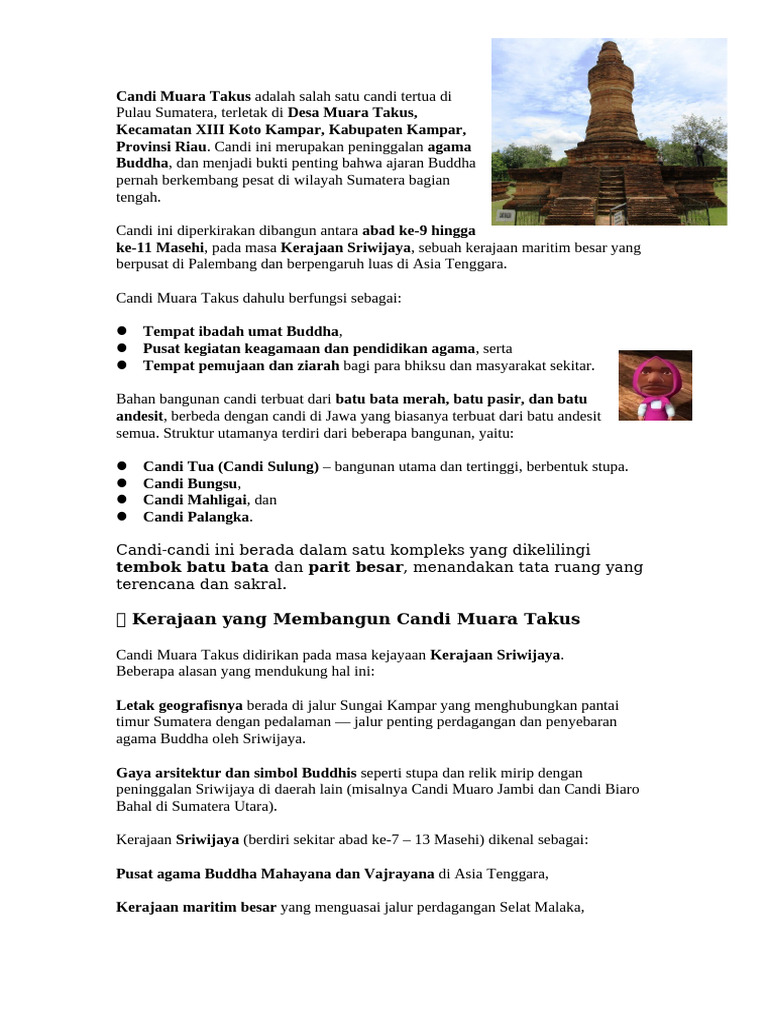 Candi Muara Takus: Peninggalan Sriwijaya | PDF