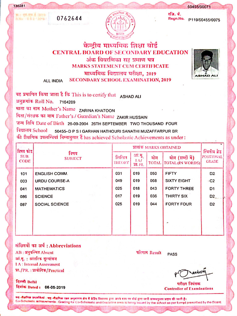 10th Certificate | PDF