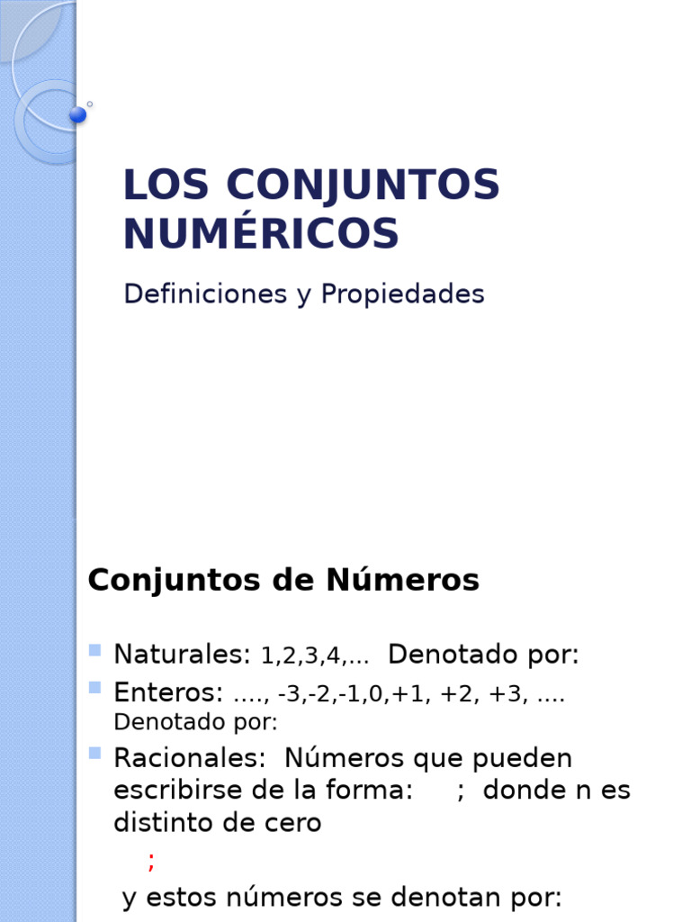 Conjuntos Numéricos: Definiciones y Propiedades | PDF | Entero | Decimal