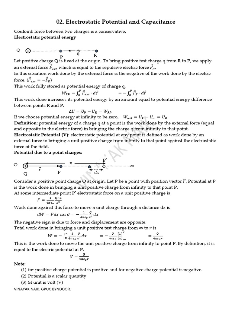Electrostatic Potential | PDF | Potential Energy | Electric Field