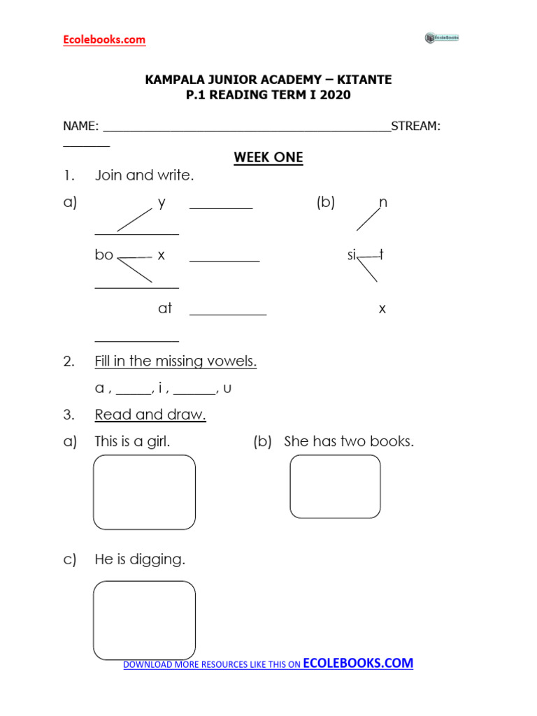 P1 Reading Exercises for Kampala Academy | PDF
