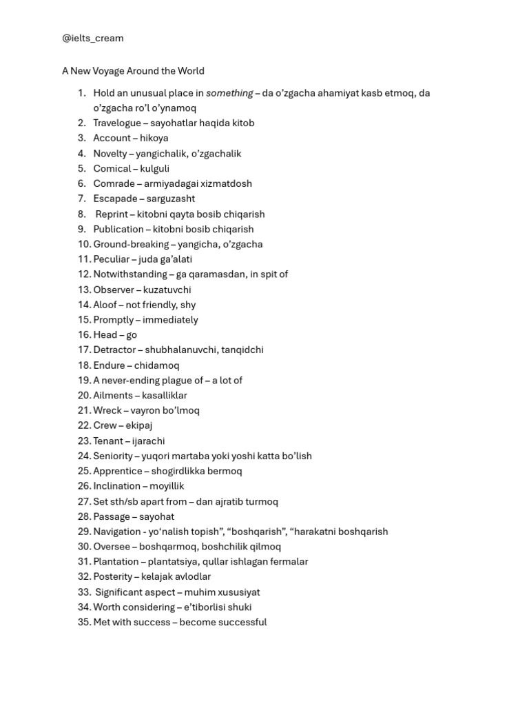 A New Voyage Around The World Vocabulary | PDF | Chess Theory | Chess ...