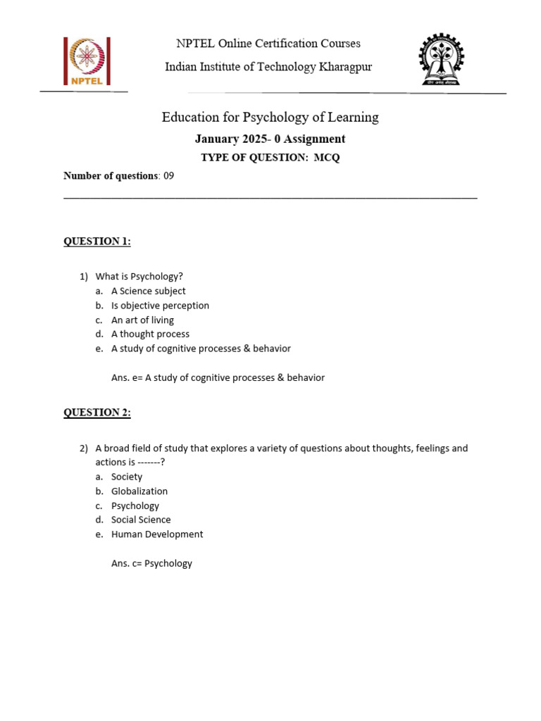 Pyschology of Learning Week0-12 Solution | PDF | Psychology | Learning