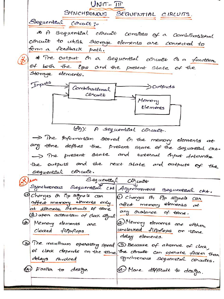 Notes Synchronous Sequential Circuits | PDF