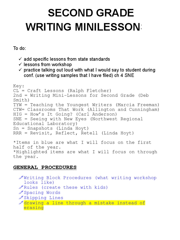 Second Grade Writing Mini-Lessons Guide | PDF | Punctuation | Semiotics