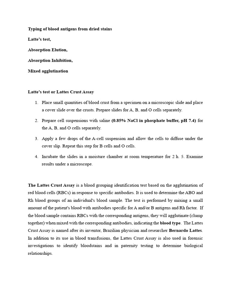 Unit 1 Typing of Blood Antigens From Dried Stains | PDF | Blood Type ...