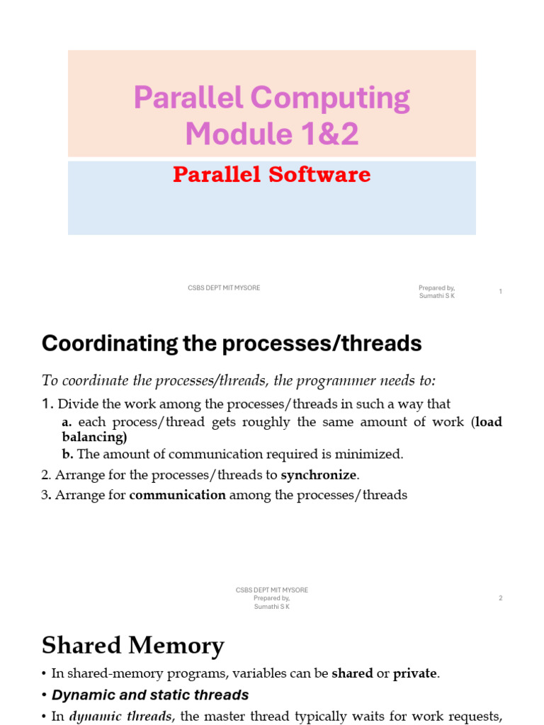 Parallel Software - Module 1&2 | PDF | Parallel Computing | Thread (Computing)